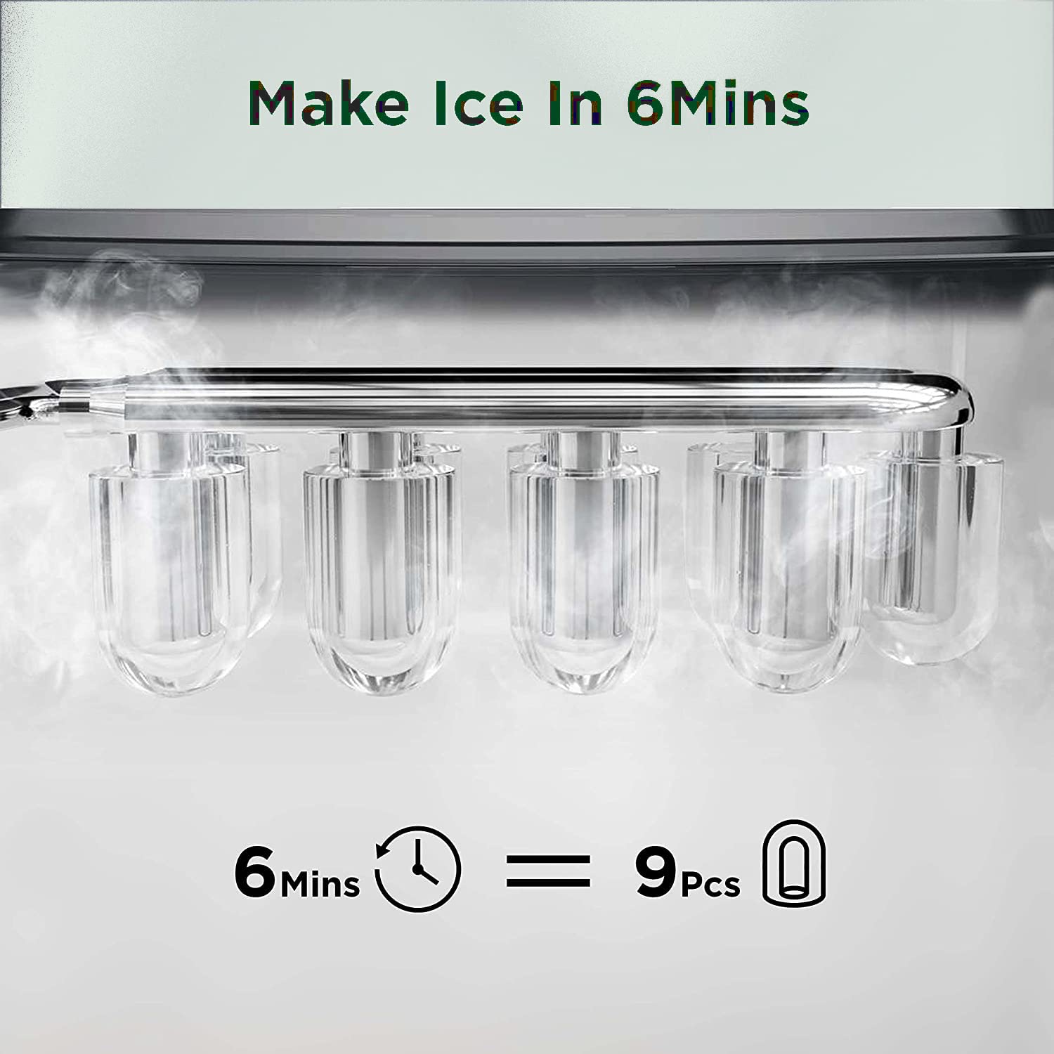 SOOPYK Ice Makers Countertop | Portable Ice Maker Cube | 27 lbs in 24 hrs | 9 Ice Cubes Per 5-7 Mins | Ice Maker Machine | Self- Cleaning Function | Ice Scoop and Basket,Stainless Steel