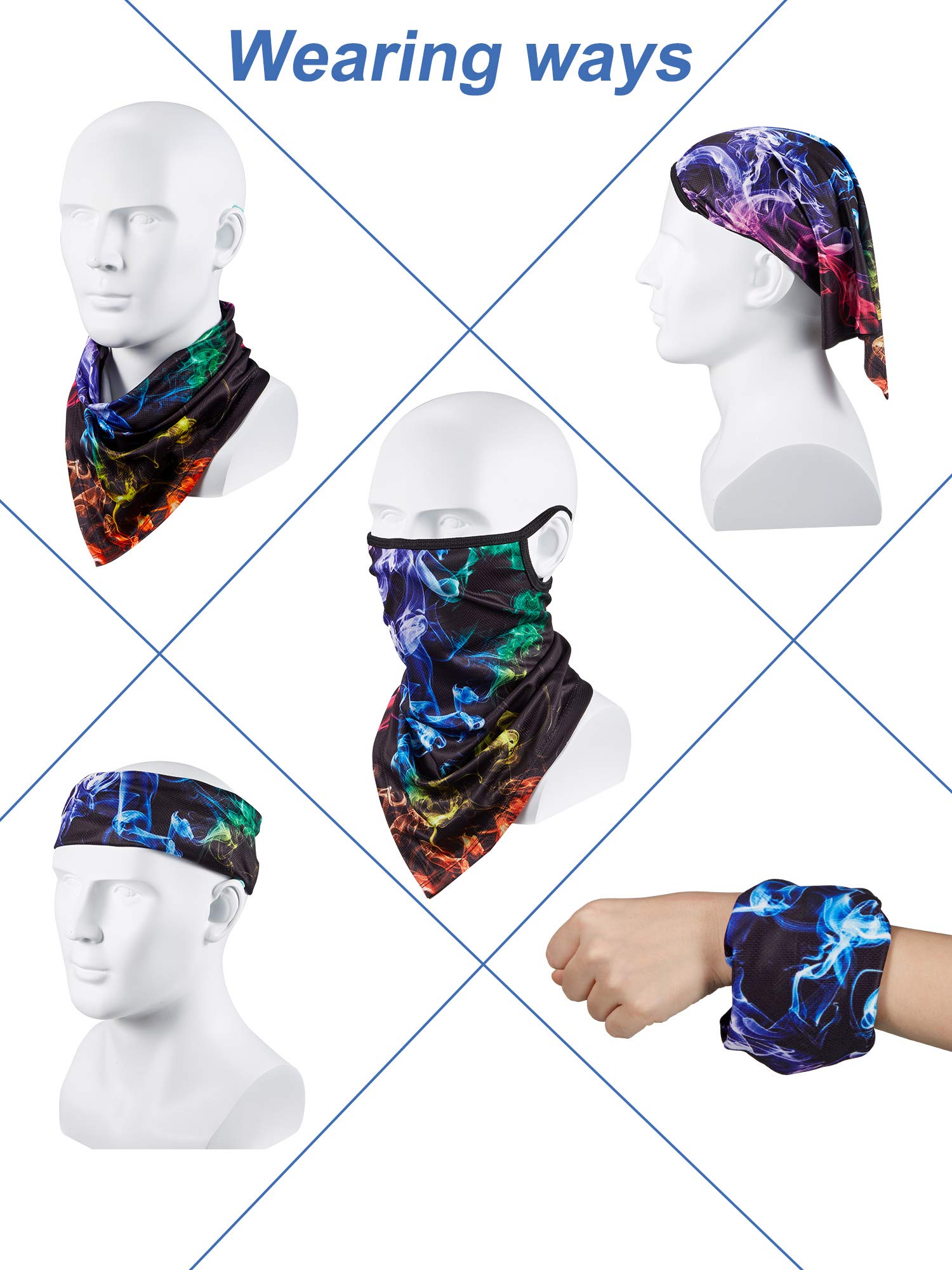 SATINIOR 8 Pieces Face Cover Scarf Bandana Ear Loops Balaclava Unisex Cooling Neck Gaiters Scarf Shield, 8 Styles ()