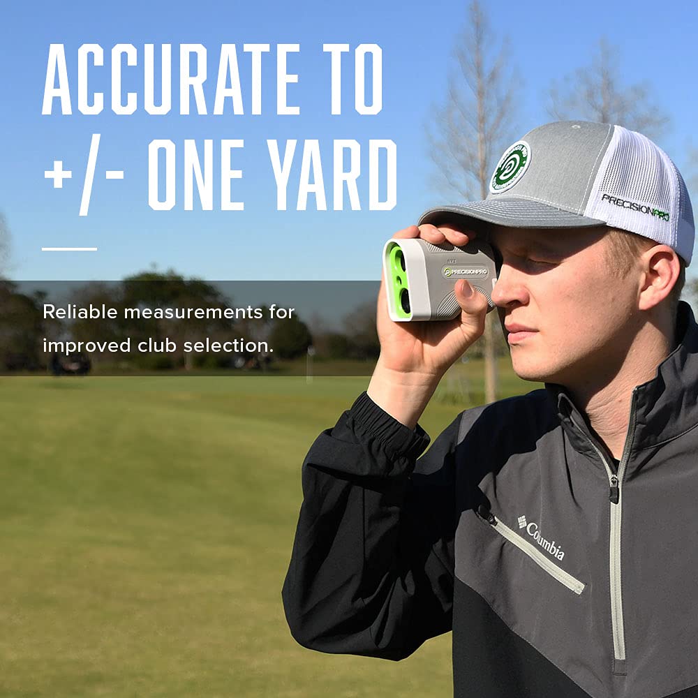 Precision Pro NX2 Golf Rangefinder - Laser Golf Range Finder Golfing Accessory with 6X Magnification, Flag Lock with Pulse Vibration, 600 Yard Range, Clear View, Lifetime Battery Replacement