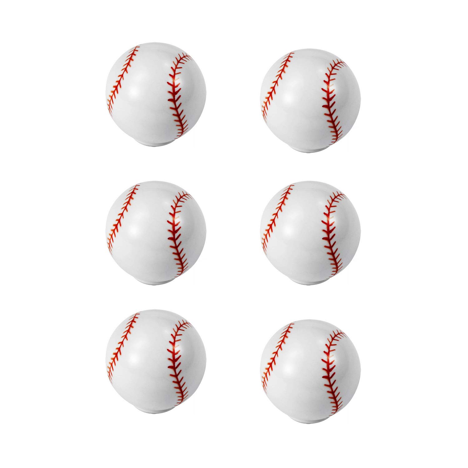 ZTie Set of 6 Baseball Cabinet Drawer Door Knobs Handles Boy Child Dresser Drawer Pulls Desk Handles Sports Nursery Home Bath Decor