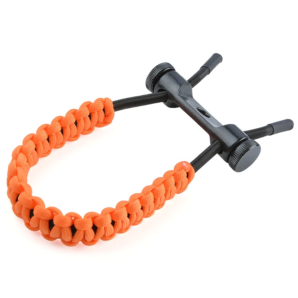 SHARROW Archery Bow Wrist Sling Hunting Wrist Sling Compound Bow Wrist Rope Target Hunting Accessory Band Strap Adjustable Braided Strap Rope (Orange)