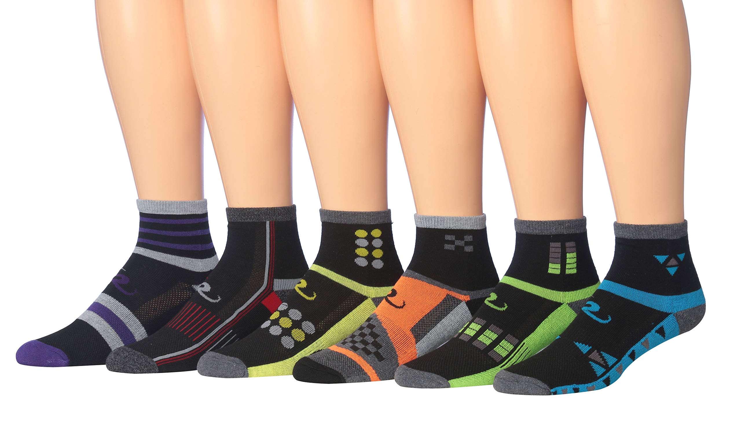 RONNOX Women's 12-Pairs Running & Athletic Sports Performance Ankle/Quarter Socks, RQ13-AB-SM