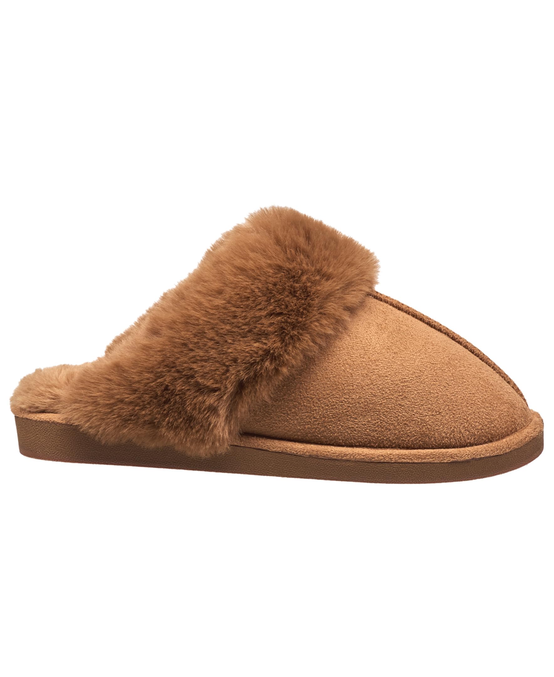 Nine West Scuff Slippers For Women, Extra Soft & Comfortable Winter House Shoes, Tan, Medium 7-8