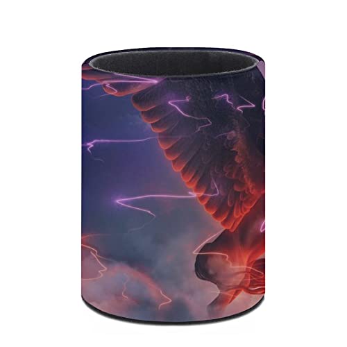 Red Thunderbolt Pegasus Pen Holder PU Leather Pencil Cup Cute Desk Organizer Makeup Brush Box for Home Office
