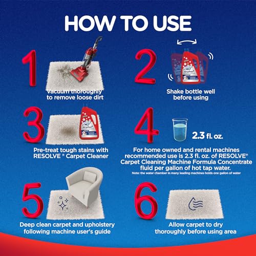 Resolve Pet Expert Carpet Steam Cleaner Solution, Pet Stain and Odor Remover, Carpet Cleaner, Carpet Cleaner Solution, 96 fl oz Bottle, 2X Concentrate