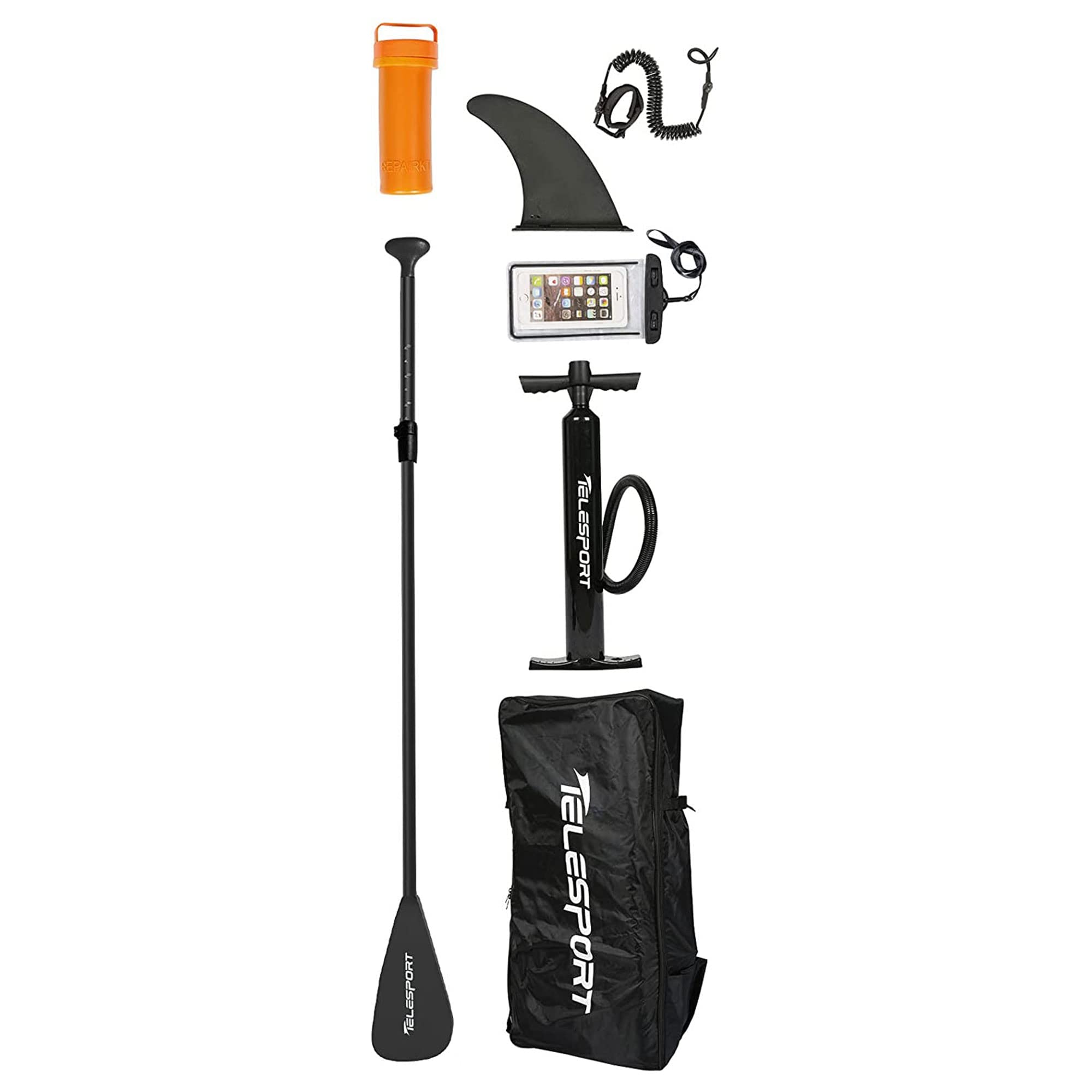TELESPORT Paddle Boards 11 Foot Long 33 Inch Wide Inflatable Stand Up Paddleboard Blowup SUP Board with Accessories, 350 Pound Weight Capacity, Black