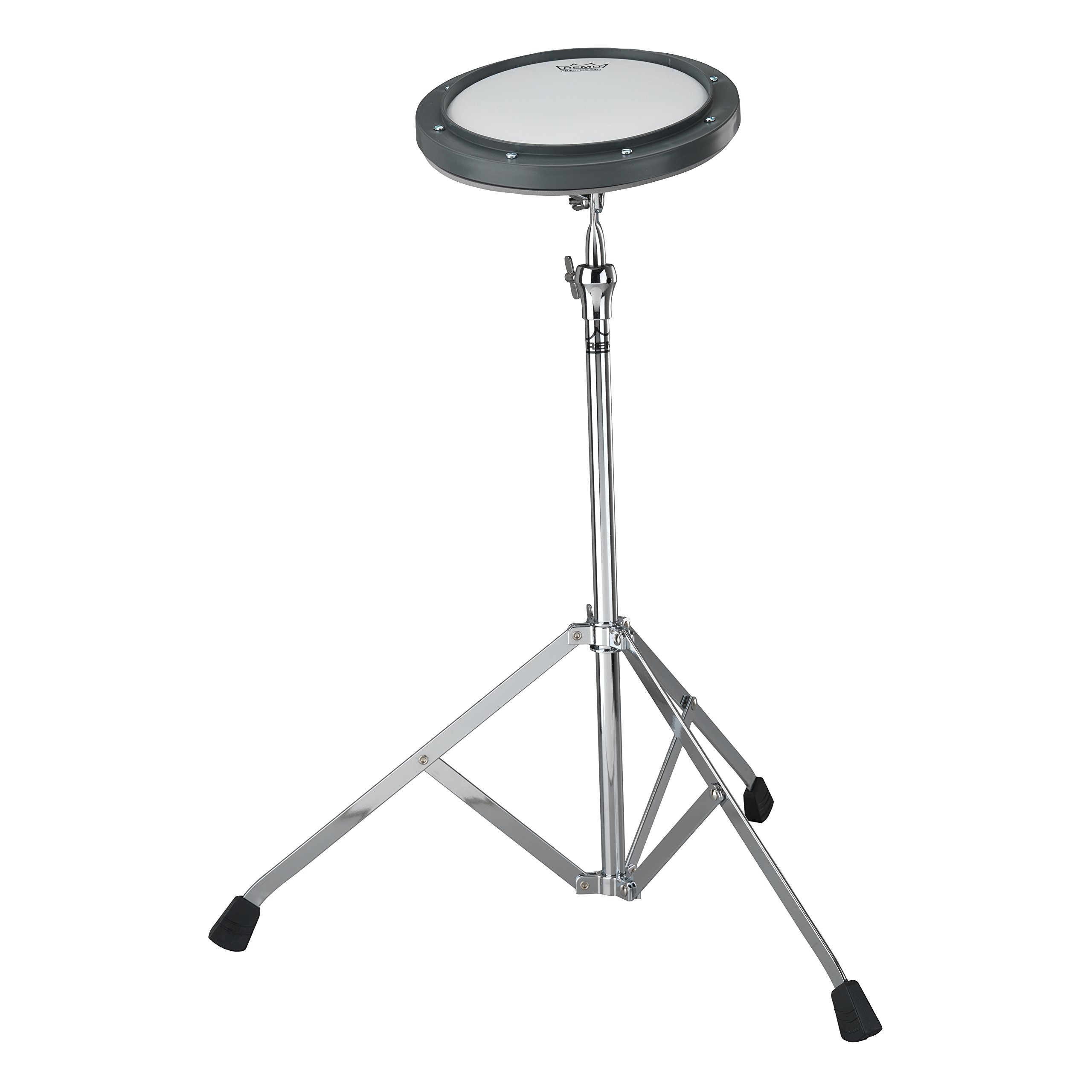 Remo RT-0010-ST 10" Gray Tunable Practice Pad with Ambassador Coated Drumhead and ST-1000-10 Stand