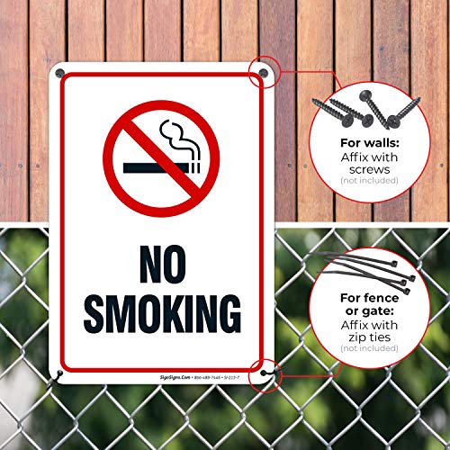 Sigo Signs - No Smoking Metal Sign, (4 Pack) 10x7 Inches, Rust Free .040 Aluminum, Fade Resistant, Made in USA