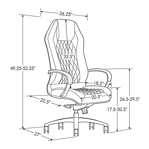Zuri Furniture Modern Ergonomic Sterling Genuine Leather Executive Chair with Aluminum Base - Red