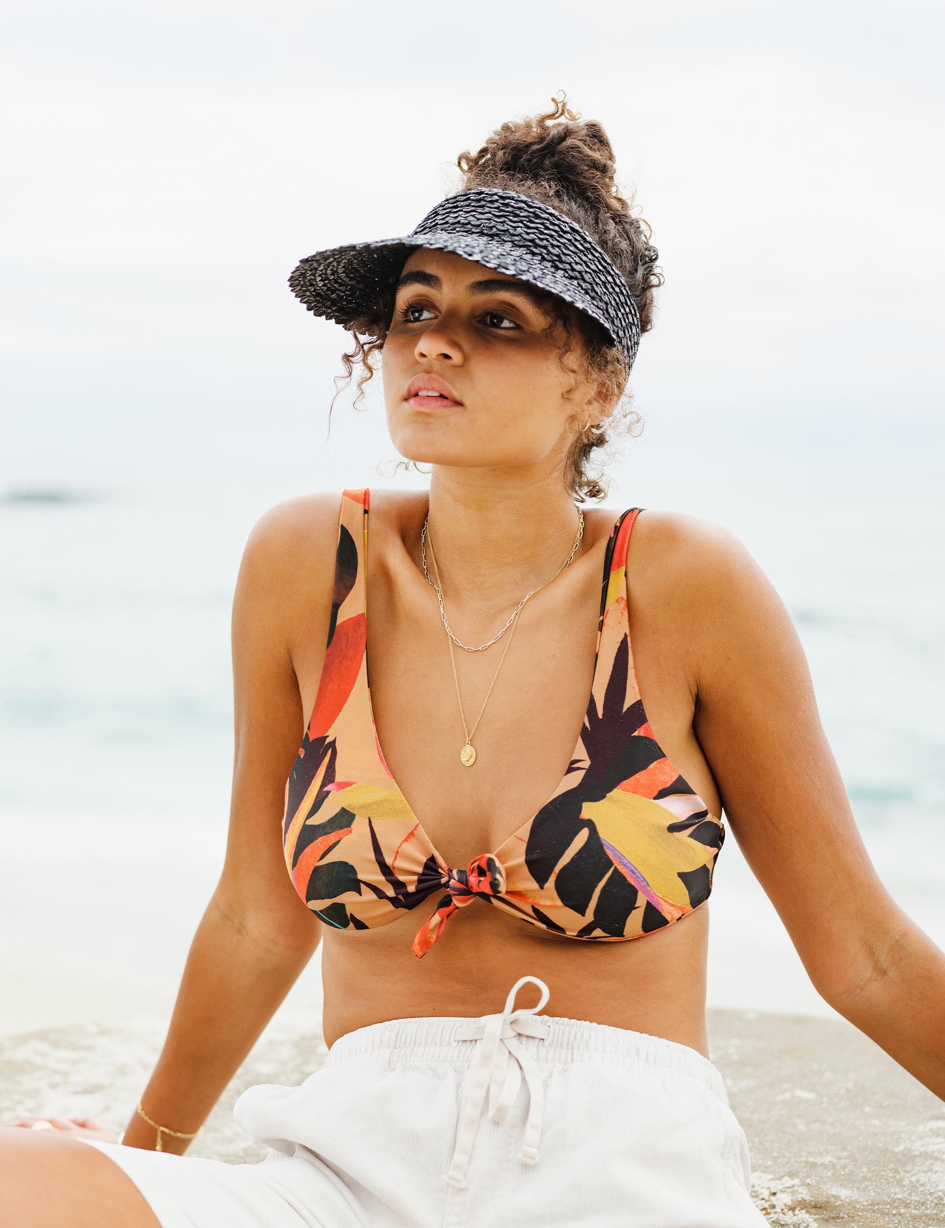 Straw Visor for Women | Packable Beach Visor & Sun Visor | Sun Protection | One Size | Onyx | Hemlock