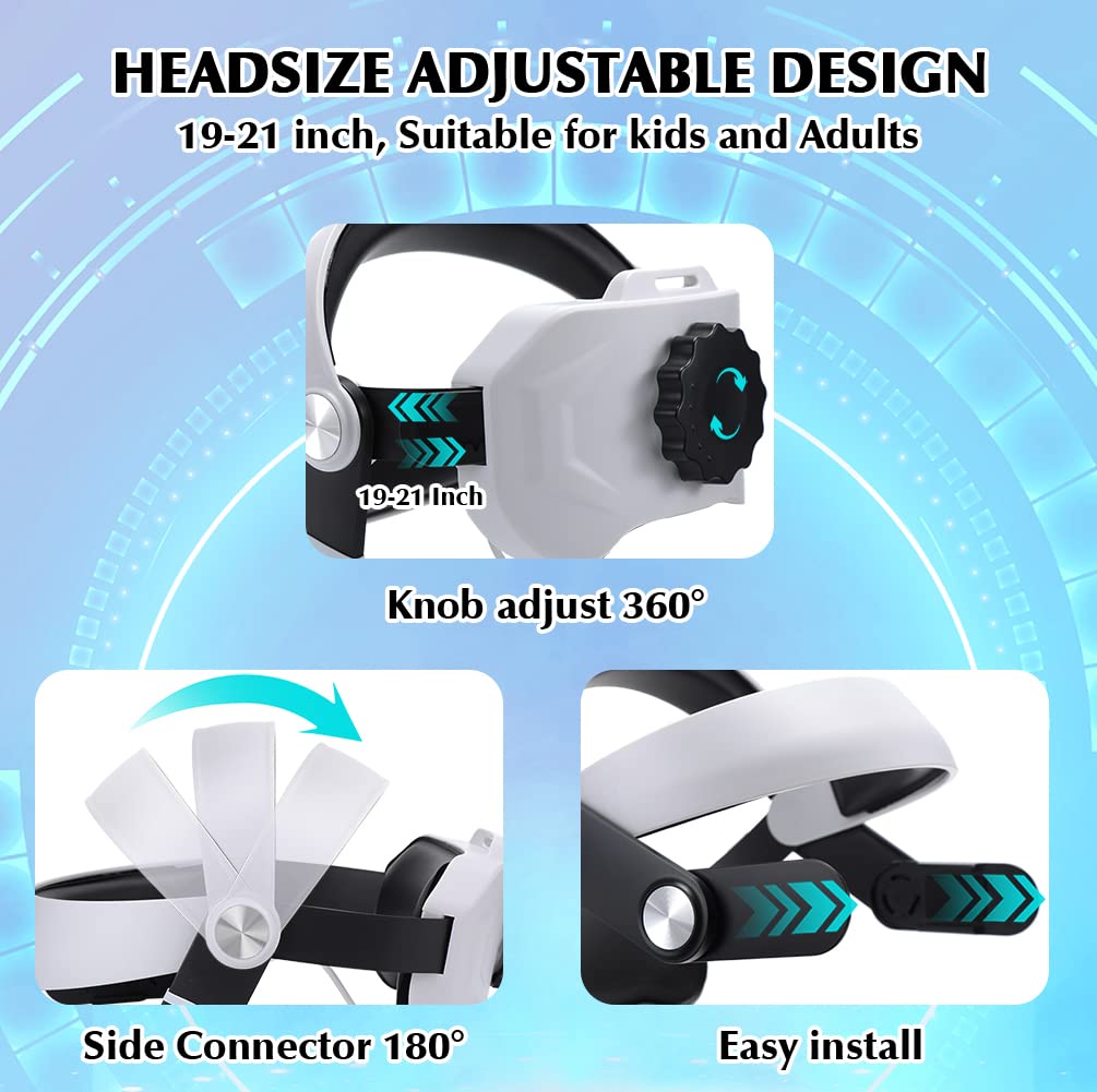 VR Head Strap with Battery 5300mAh, Vrbort Designed for Quest 2 Adjustable Elite Strap Extender 4hrs Playtime, Fast Charging Power VR Replacement Headset Comfortable