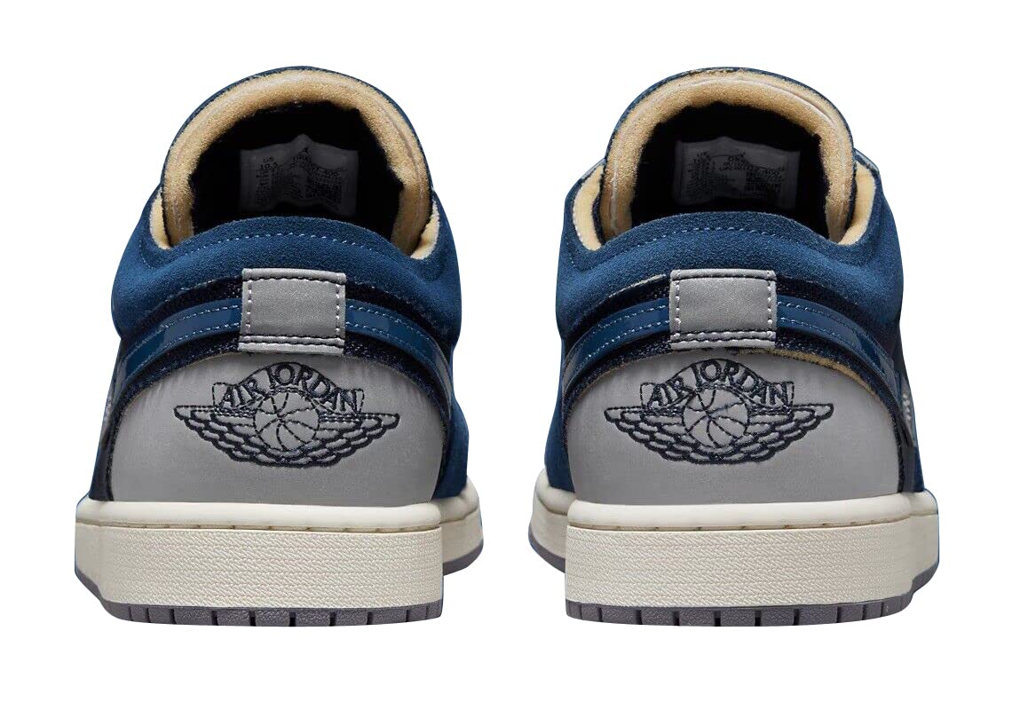Nike Men's Air Jordan 1 Low GS Shoes, Obsidian/French Blue/Sail/Ashe, 10