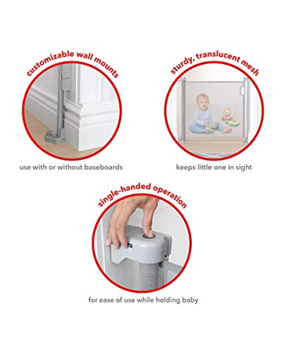 Skip Hop Retractable Mesh Baby Gate, Playview 52-Inch, Grey (Discontinued by Manufacturer)