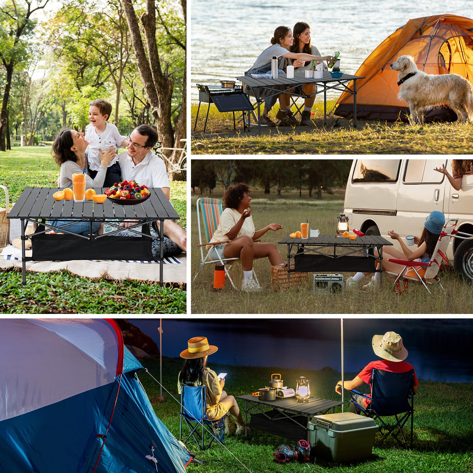YUSING Folding Camping Table, Portable Table Beach Table with Carrying Bags for Outdoor Camping, Hiking, Picnic, Beach, Fishing, Backpacking, BBQ, RV (47.2x21.7x26.8)