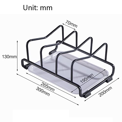 SEYFI Kitchen Shelves,3 Slots Pot Lid Holder Organizer, Kitchen Pot Lid Rack with Draining Tray, Space Aluminum Cutting Board Stand, Reusable, Space Saving/White