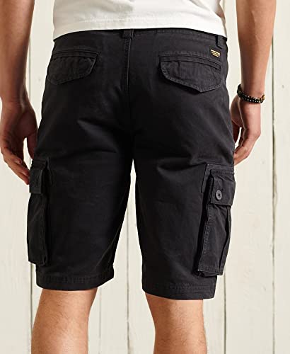 Superdry Mens Core Cargo Heavy Shorts, Classic Military Style, Button Fly Black Size 32