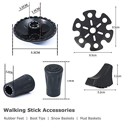 Walking Stick Tips Rubber 4 Pack Trekking Pole Tips Replacement Rubber Feet for Hiking Poles, Walking Sticks, Trekking Poles Rubber Tip for Walking Sticks Hiking Trekking Poles Rubber Feet