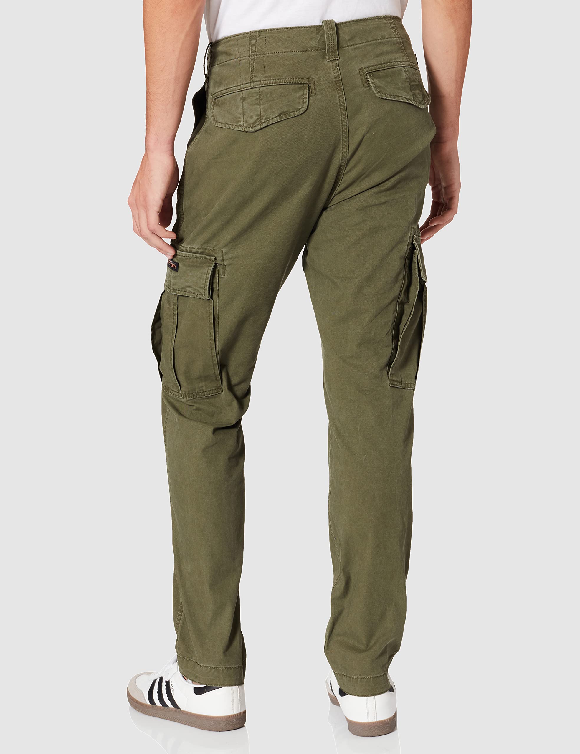 Superdry Mens Organic Cotton Core Cargo Pants, Slim Fit Authentic Khaki Size 36/32