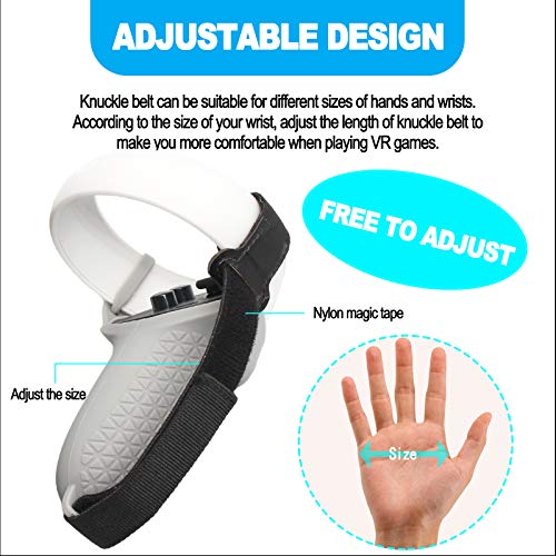 Touch Controller Handle Cover and Joint Strap for Oculus Quest 2, Comfortable Touch Controller Handle Accessories and Adjustable Nylon Velcro Wrist Strap (Gray)