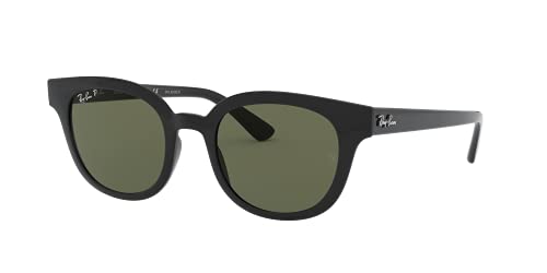 Ray-Ban Rb4324 Square Sunglasses, Black/Polarized Green, 50 mm