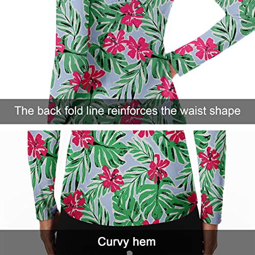 Women's Golf Shirt Long Sleeve 1/4 Zip Pullover Tennis Shirts Running Hiking Outdoor Tops (Print C, XXL)