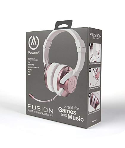 PowerA Fusion Wired Stereo Gaming Headset with Mic for PlayStation 4, Xbox One, X, Xbox One S, Xbox 360, Nintendo Switch, PC, Mac, VR, Android, and iOS - Rose Gold - Not Machine Specific