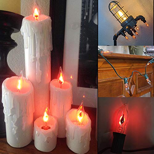 SUNSGNE Flicker Flame Light Bulb, Clear Flame Tip Candelabra Replacement Bulbs with a Flickering Orange Glow, 1 Watt/120 Volts/ E12 Flame Candelabra Base Bulbs, 12 Pack
