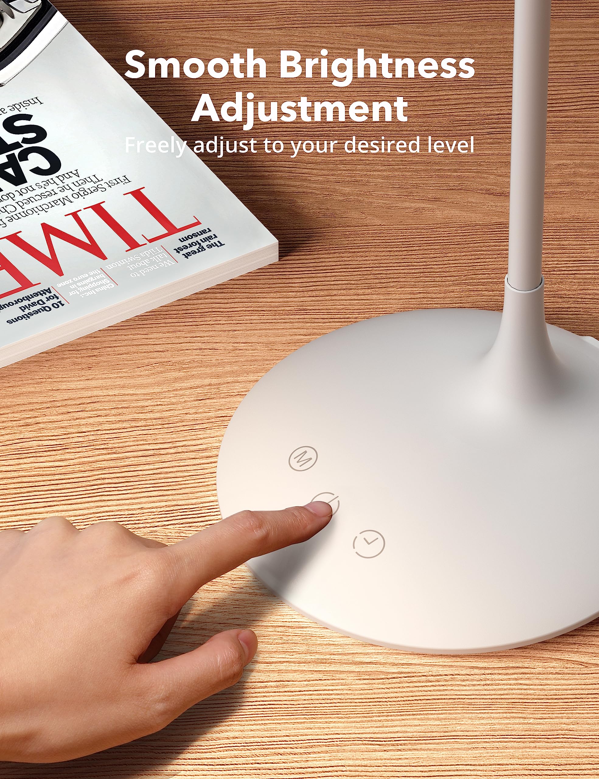 soysout LED Desk Lamp, Gooseneck Table Lamp, Dimmable Office Reading Lamp with Smooth Brightness Adjustment, Touch Control, Memory Function, White