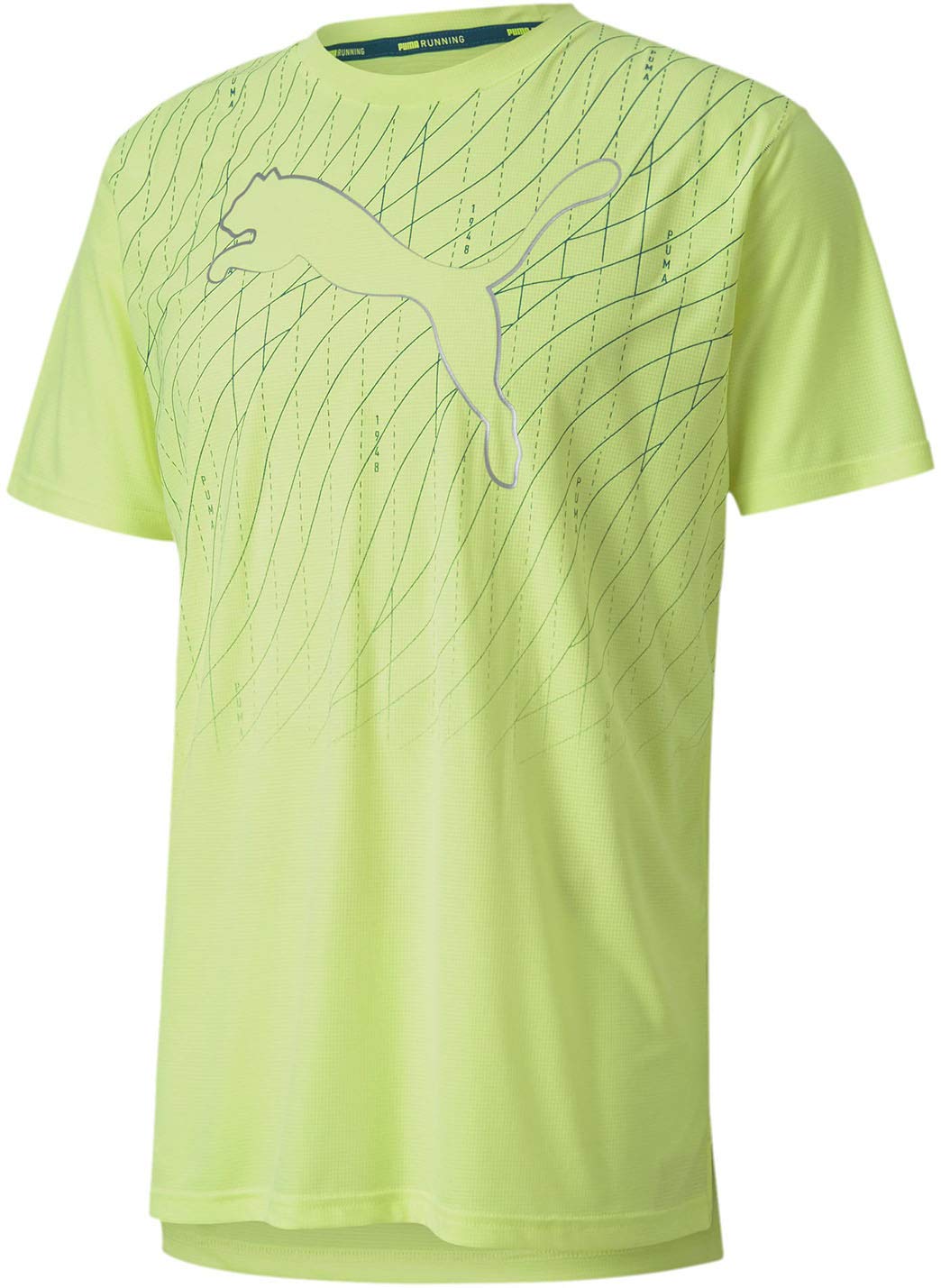 PUMA Men's Run Graphic Cat Tee, Fizzy Yellow, S