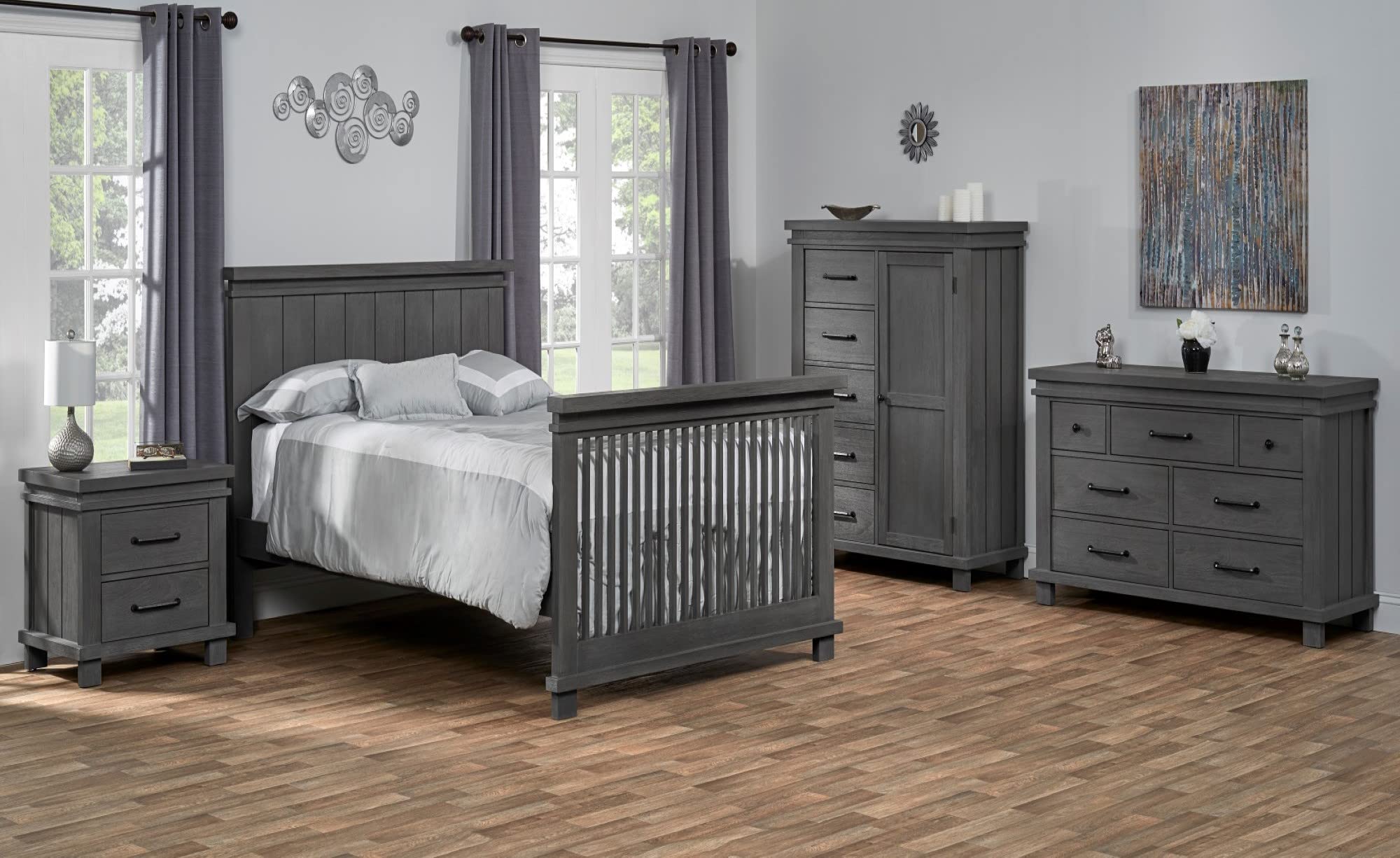 Soho Baby Hampton Crib to Full-Size Bed Conversion Kit, Wire Brush Canyon Gray, GreenGuard Gold Certified