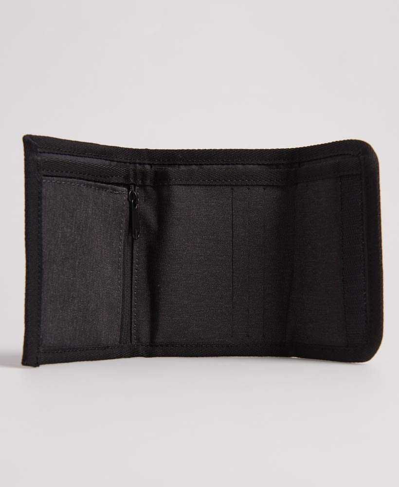 Superdry Mens Detroit Wallet, Hook And Loop Fastening, Card And Notes Slots Black Size One Size