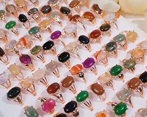YITANA Bulk Rings Wholesale 100 Pack Crystal Ring Jewelry for Boutiques (100PCS Mixed-Rose Gold)