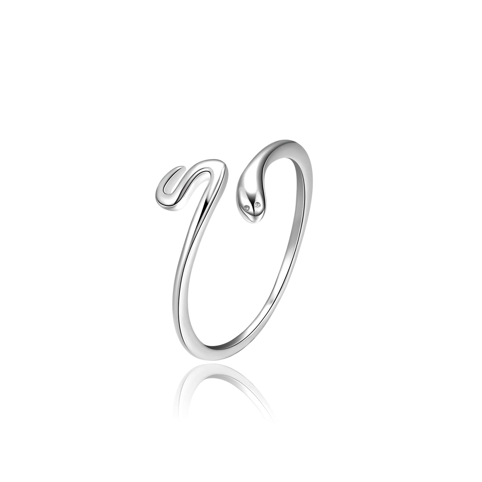 SILBERTALE Cool Snake Rings 925 Sterling Silver for Women Simple animal Stackable Knuckle Adjustabe Finger Rings For Men