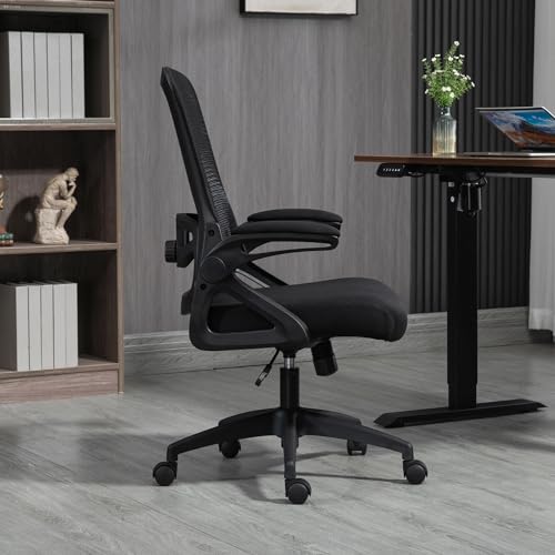 RIGHTPARTS Ergonomic Office Desk Chair,Mesh High Back Computer Chair with Adjustable 3D Headrest & Lumbar Support & Flip-Up Arms Executive/Home/Study/Work Office Desk Chairs(Black+ Gray)