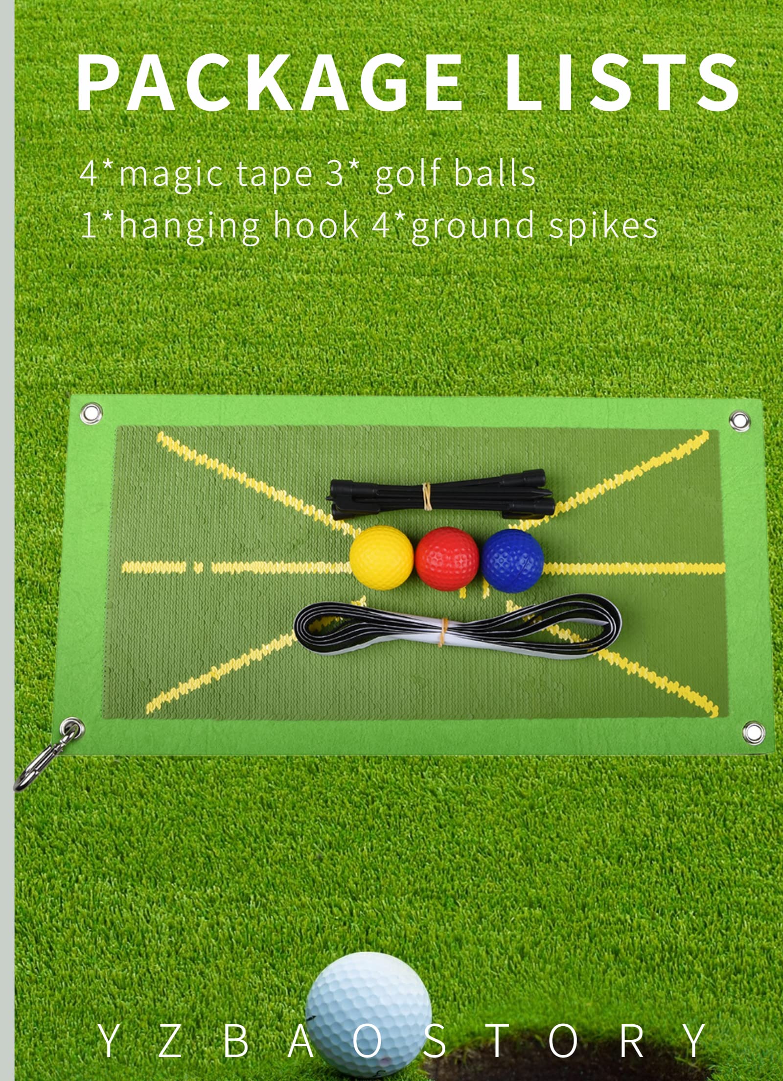 yzbao Golf Training Mat For Swing Detection Batting With 3 Balls| Indoor/Outdoor Mat| Aids That Instantly Displays The Path, Green-3