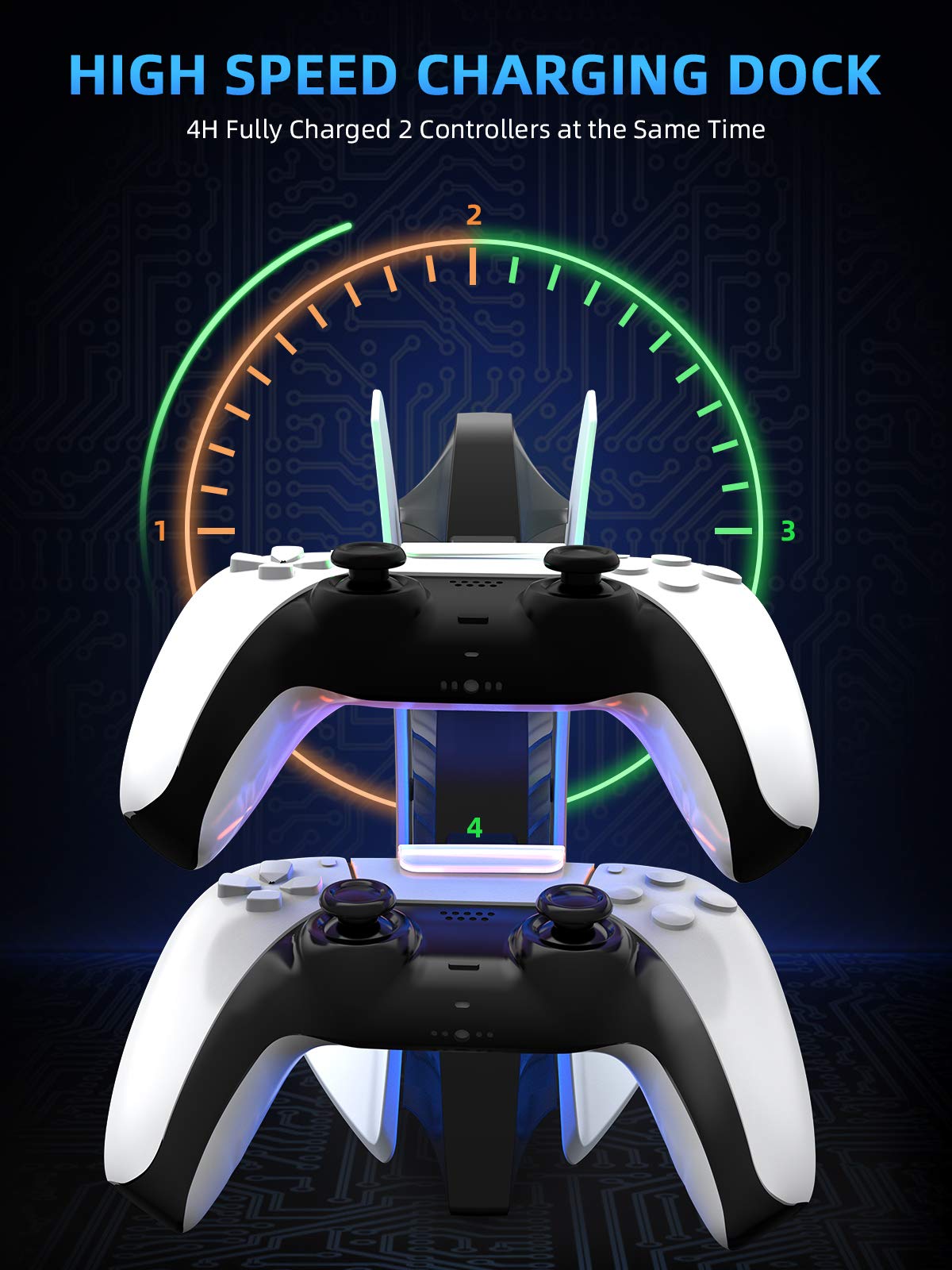 ShinePick PS5 Controller Charger, DualSense PS5 Charging Dock Station with LED Display for PlayStation 5 PS5 Controller