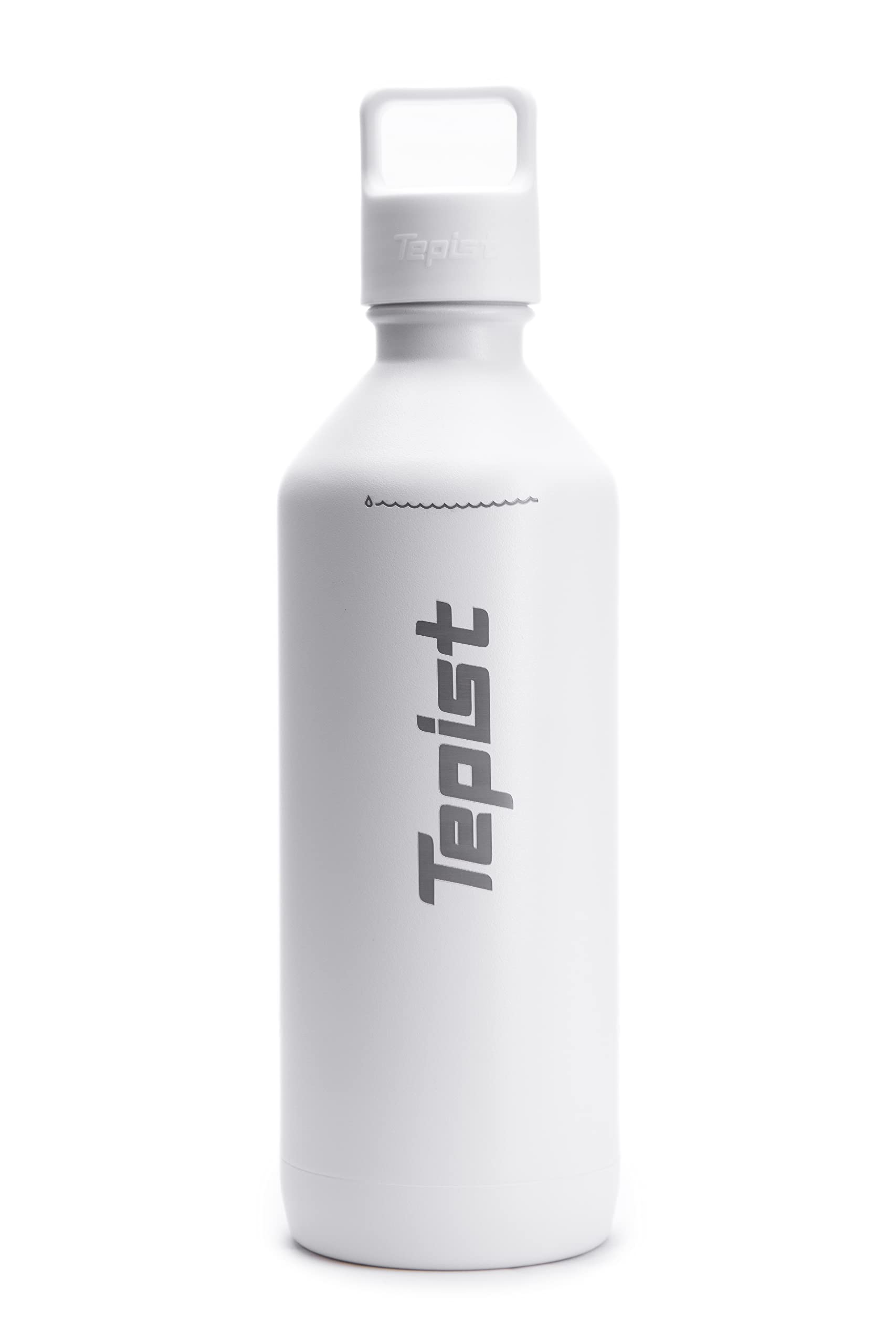 Tepist ThirtyO 30oz Stainless Steel Bottle Compatible with Sodastream Machines | Powder Coated White | Vacuum Sealed | Double Walled | Leak-Proof | Easy to Carry | Reusable Bottle