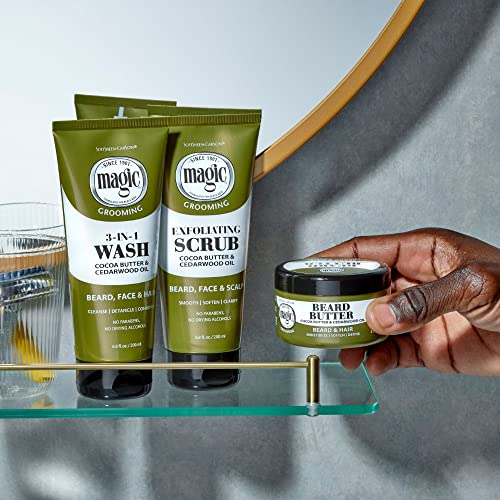 SoftSheen-Carson Magic Men's Grooming Conditioning Beard Butter With Cocoa Butter and Cedarwood Oil, Moisturizes, Softens and Define With No Drying Alcohol, 3.5 ounces