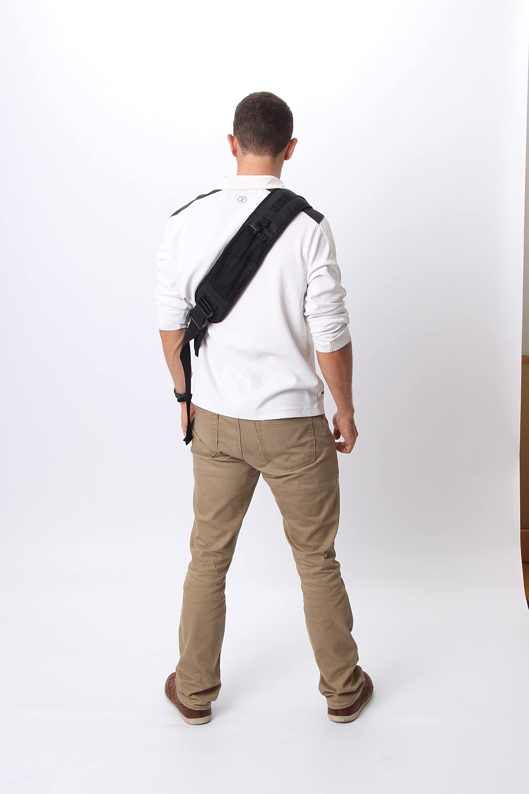 Premium Crossbody Sling Bag Travel Hiking Shoulder Daypack Black. Holds Water Bottle, Cell Phone, and Much More