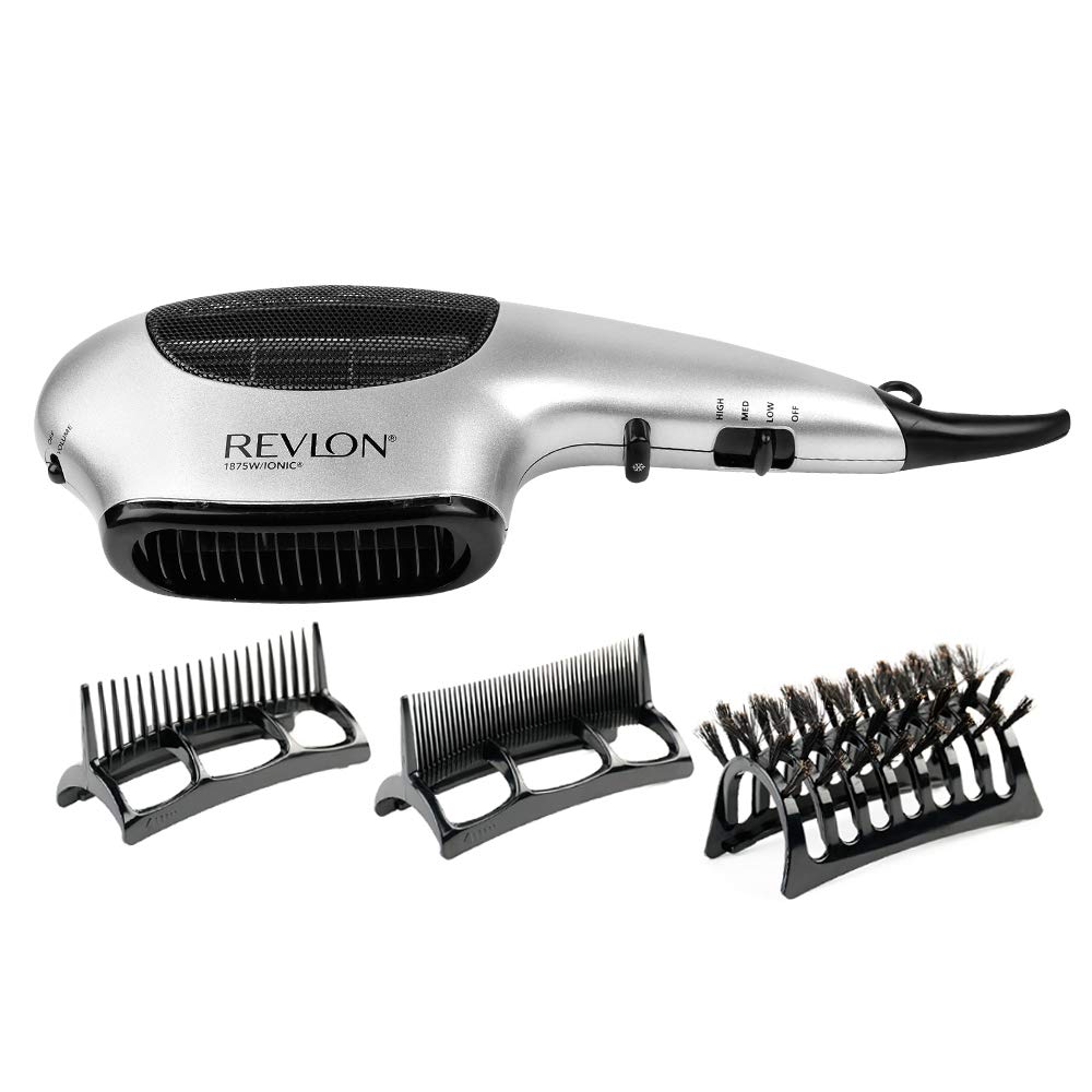 REVLON 1875 Watt 3-in-1 Styling Hatchet Hair Dryer, Silver