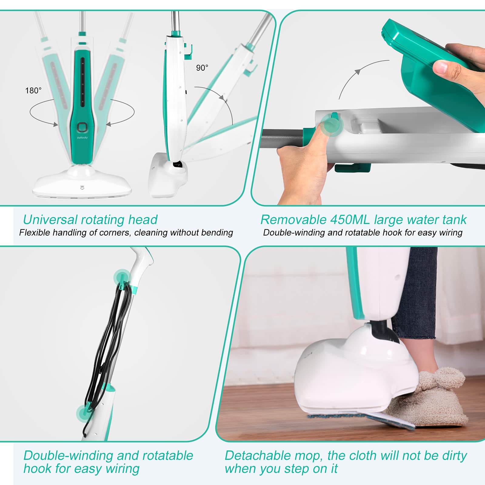 Steam Mop, Steamer for Cleaning Hardwood Floor Cleaner for Tile Grout Laminate Ceramic, Lightweight Steam Mops Machine with 3 Steam Levels