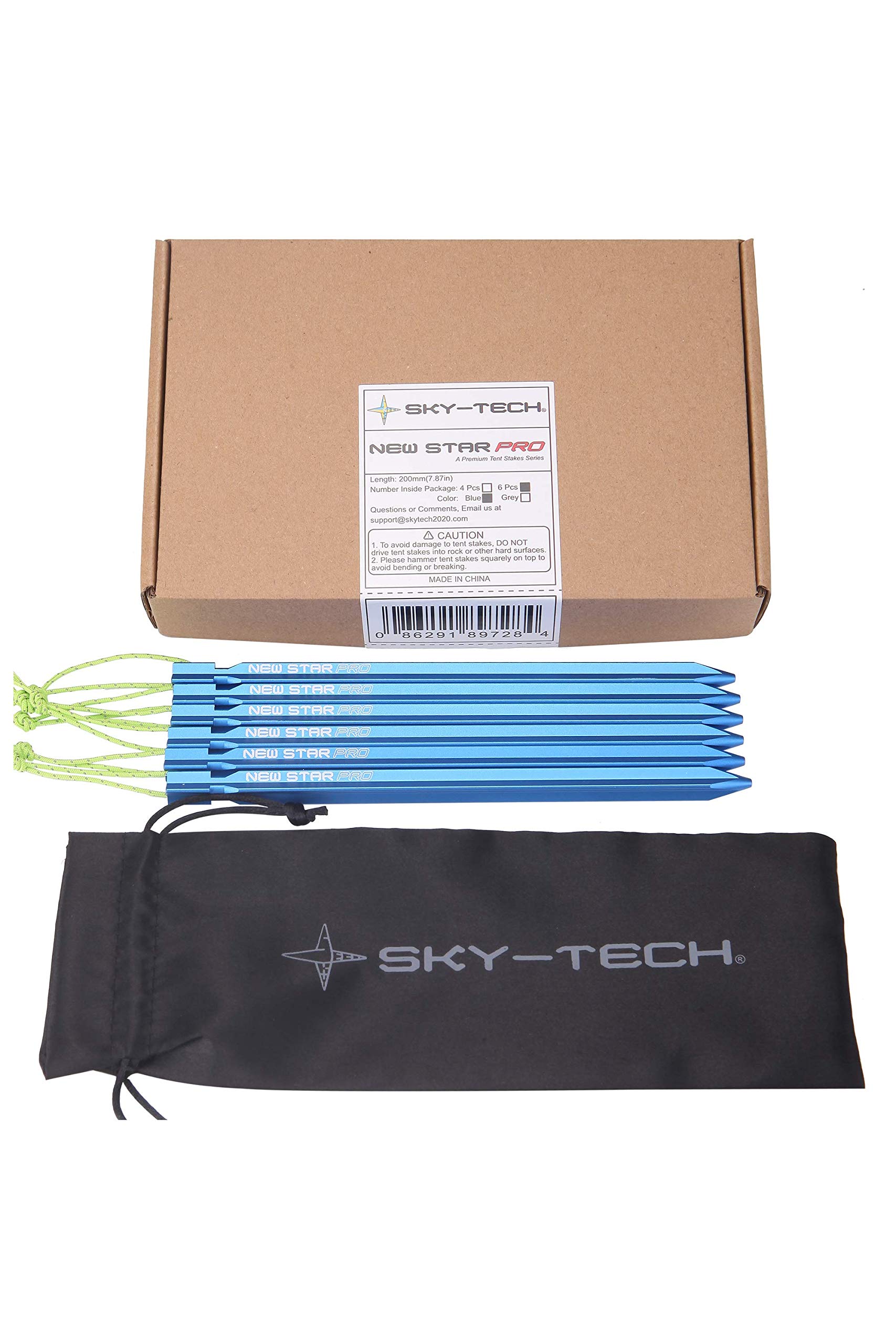 Skytech Tent Skates, Lightweight Heavy Duty with Reflective Aluminium Metal with Reflective Rope (Blue six)