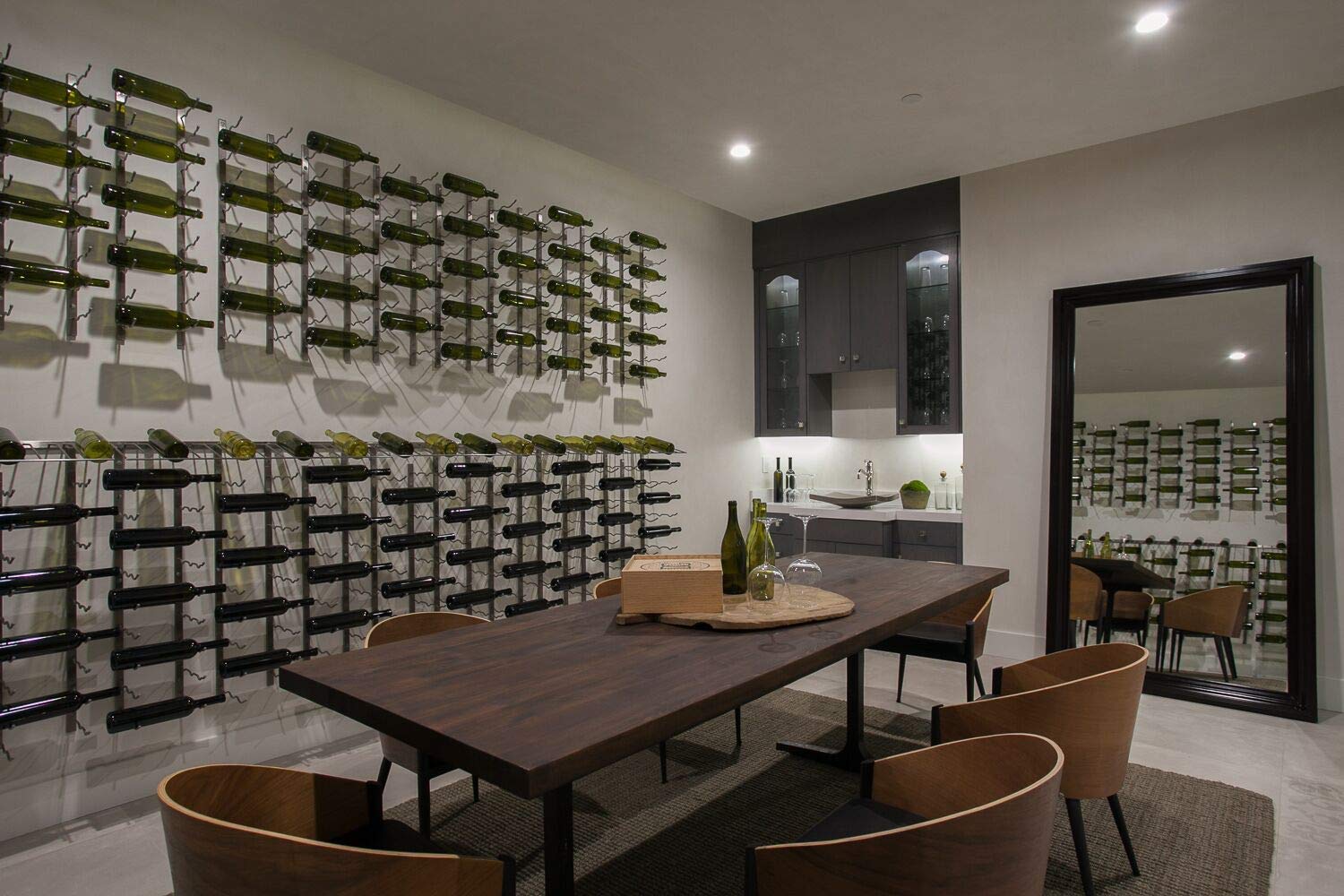 VintageView W Series - Presentation Row Wall Mounted Wine Rack (9 Bottles, Satin Black) Stylish Modern Wine Storage with Label Forward Design