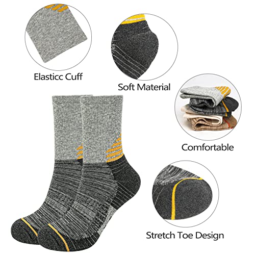 yeuG 5 Pack Women's Hiking Walking Wool Crew Socks, Multi-pack Wicking Cushion Crew Socks (Color 5, Shoe Size: 6-11)