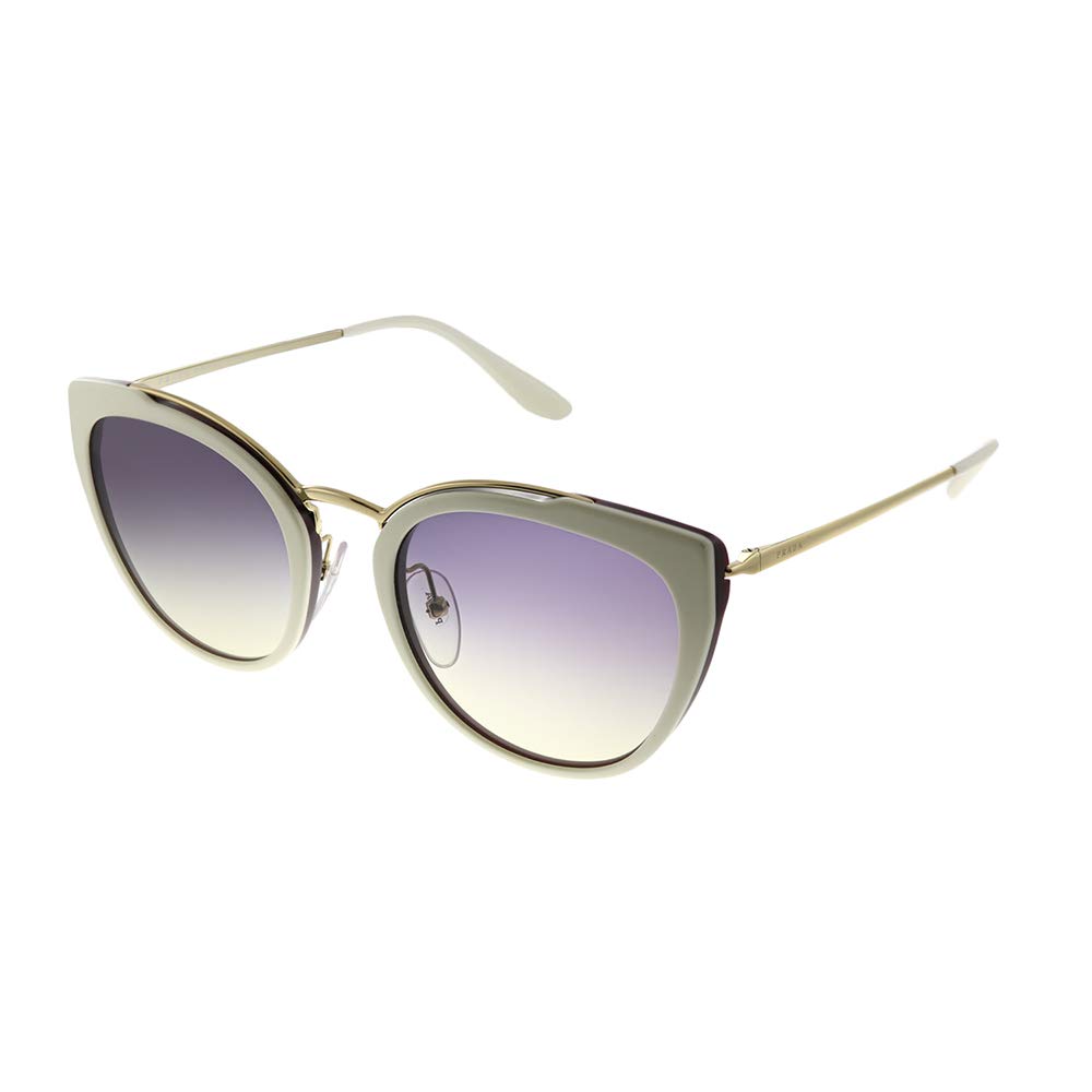 Prada Conceptual PR 20US YNC226 Gold Ivory Bordeaux Plastic Cat-Eye Sunglasses Violet Gradient Lens