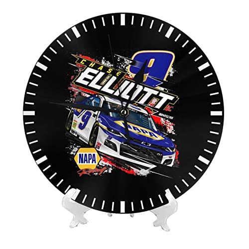 RATRIG Chase Elliott 9 10 in Round Wall Clock Silent Non Ticking Home Office Classroom School Decor Bedroom Bathroom Modern Simple Style