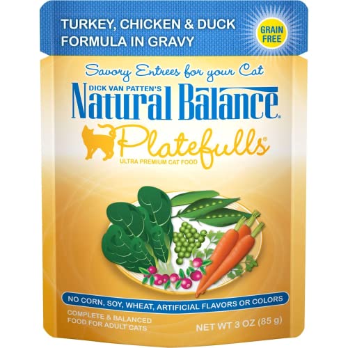 Natural Balance Indoor Platefuls Turkey/Chicken/Duck Cat Pouch, 3 Oz