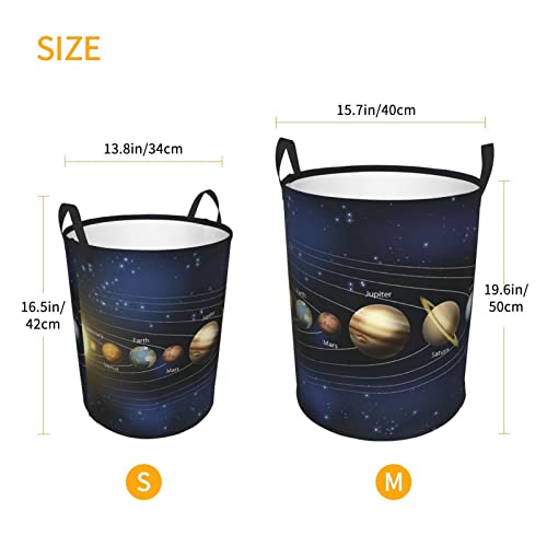 Solar Around Planet Sun Universe System Laundry Hamper With Handle Foldable Durable Laundry Basket Storage Bin Dirty Clothes Organizer Bag For Bedroom Bathroom Nursery