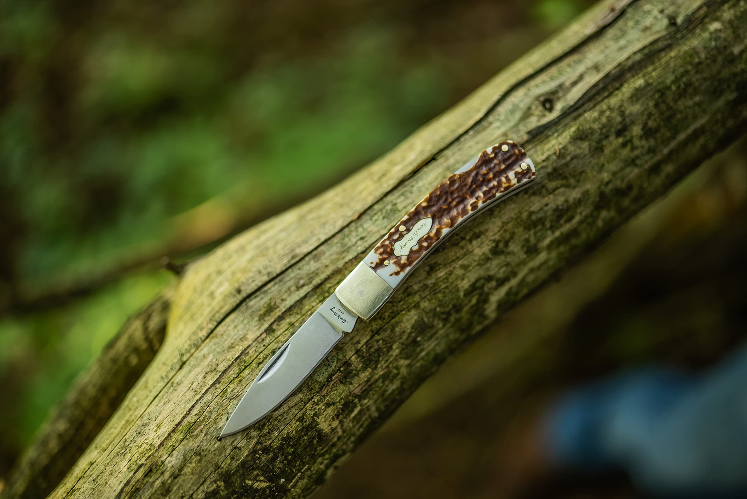 Uncle Henry Next Gen Staglon 5UH Bruin 6.5in Folding Knife with 2.8in Stainless Steel Drop-Point Blade and Staglon Handle for Hunting, Camping and EDC