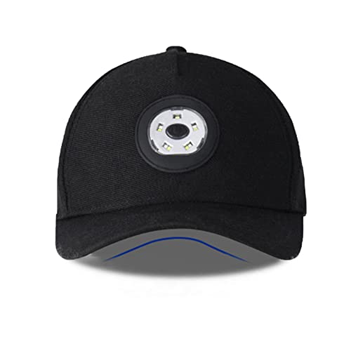 Ultra Bright 120 Lumens LED Light Baseball Cap Trucker Hat Rechargeable Hands Free Adjustable Black Structured Cotton